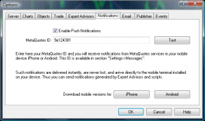 How to setup Email and Push Notification settings in MT4